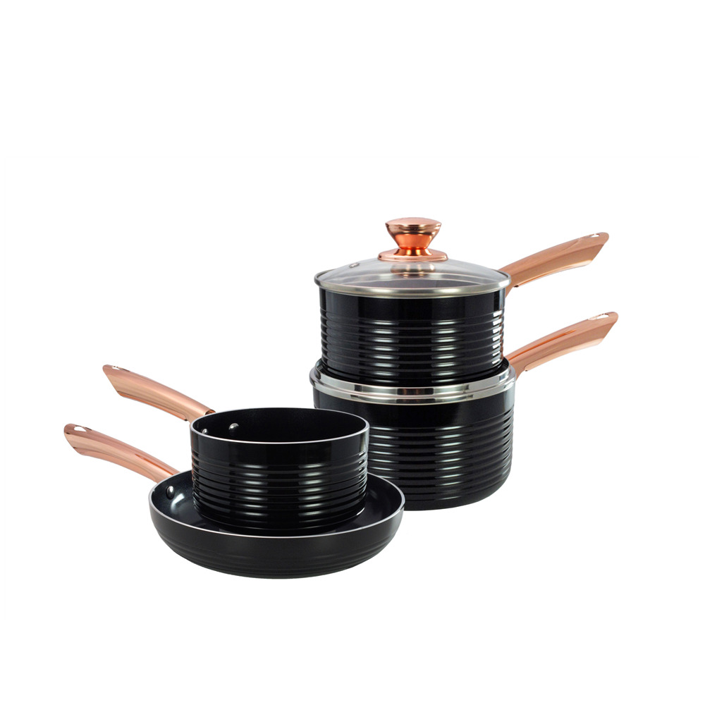 PRESSED AND FORGED ALUMINIUM CURVED WAVE COOKWARE SET - sowell